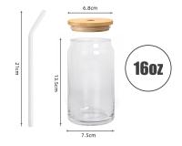 China 16oz Glass Leak Proof Reusable Mugs with Lid and Bamboo Straws 210g for sale