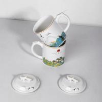 China Custom 400ml Porcelain Ceramic Mug with Non-Slip Handle for Coffee Gift for sale