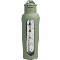China 700ml 1000ml Custom Logo Glass Water Bottle with Silicone Sleeve Time Stamp for sale