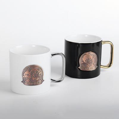 China Custom Logo Ceramic Coffee Mug 350ml Reusable Handmade Tea Cup for Home Office for sale