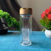 China 300ml Portable Leakproof Glass Water Bottle Double Wall with Tea Strainer High Borosilicate for sale