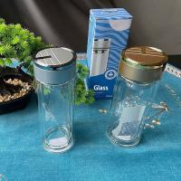 China 300ml Portable Leakproof Glass Water Bottle Double Wall with Tea Strainer High Borosilicate for sale