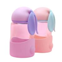 China 340ml Custom Thermal Insulation Glass Water Bottle with Cute Rabbit Ear Design for Outdoor for sale