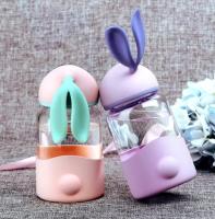 China 340ml Custom Thermal Insulation Glass Water Bottle with Cute Rabbit Ear Design for Outdoor for sale