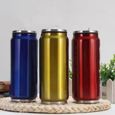 China 201 Stainless Steel Double Wall Vacuum Insulated Cola Can Bottle 500ml with Flip Straw Lid for sale