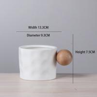 China Nordic Ceramic Coffee Mug 330ml with Wooden Ball Handle Porcelain Reusable Cup for sale