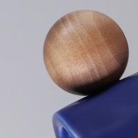China Nordic Ceramic Coffee Mug 330ml with Wooden Ball Handle Porcelain Reusable Cup for sale