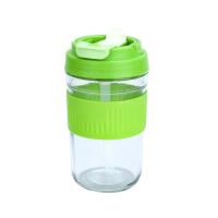 China 400ml 550ml Leak Proof Glass Coffee Cup with Straw Multifunctional Cute Design for sale