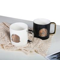 China 400ml Ceramic Sublimation Mug No Spill Travel Coffee Cup with Handle White Black for sale