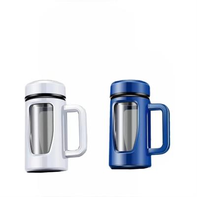 China Double Wall High Borosilicate Glass Water Bottle 580ml Insulated with Lid for Outdoor Hiking for sale
