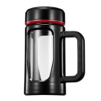 China Double Wall High Borosilicate Glass Water Bottle 580ml Insulated with Lid for Outdoor Hiking for sale