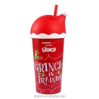 China Christmas Plastic 20 oz Frosted Tumbler with Custom Logo and Straw PP 600ml for sale