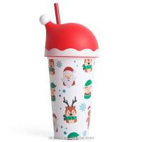 China Christmas Plastic 20 oz Frosted Tumbler with Custom Logo and Straw PP 600ml for sale