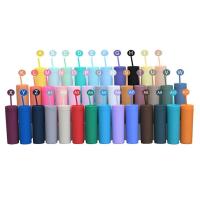 China 16oz Double Wall Plastic Tumbler with Slide Lid and Straw BPA Free Custom Color for sale