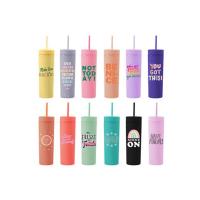 China 16oz Double Wall Plastic Tumbler with Slide Lid and Straw BPA Free Custom Color for sale