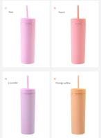 China 16oz Double Wall Plastic Tumbler with Slide Lid and Straw BPA Free Custom Color for sale