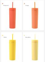 China 16oz Double Wall Plastic Tumbler with Slide Lid and Straw BPA Free Custom Color for sale
