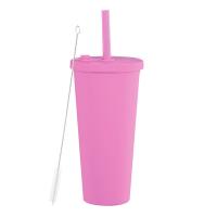 China Reusable Plastic Cup 24oz Double Wall Tumbler with Straw Custom Logo Multi Color for sale