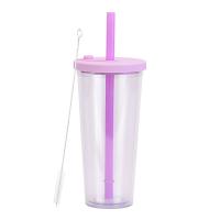 China Reusable Plastic Cup 24oz Double Wall Tumbler with Straw Custom Logo Multi Color for sale