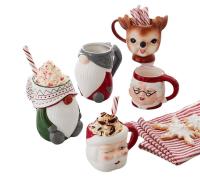 China 400ml Ceramic Christmas Coffee Mugs 3D Santa Snowman Reindeer Design Custom Color for sale