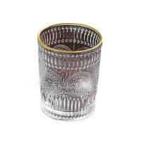 China Vintage Gold Rimmed Glass Mug Sunflower Design 300ML 380ML Classic Style for sale