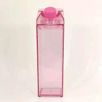 China BPA Free Plastic Water Bottle 500ml Transparent Leakproof Square Milk Carton Shape Reusable for sale