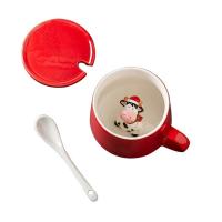 China Christmas Ceramic Coffee Mug 350ml Handmade Holiday Porcelain Water Bottle for Hot Drinks for sale