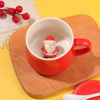 China Christmas Ceramic Coffee Mug 350ml Handmade Holiday Porcelain Water Bottle for Hot Drinks for sale