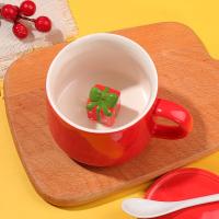 China Christmas Ceramic Coffee Mug 350ml Handmade Holiday Porcelain Water Bottle for Hot Drinks for sale