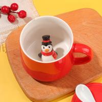 China Christmas 3D Ceramic Coffee Mug 350ml Handmade Holiday Teacup Custom Color for sale