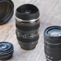 China Unique 400ml Insulated Automatic Rotary Stirring Camera Lens Shape Coffee Mug for Tea for sale