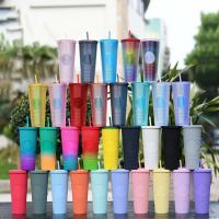 China 24oz Diamond-encrusted Plastic Tumbler with Leakproof Lid and Straw Reusable Cup for sale