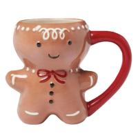 China 300ml Ceramic Gingerbread Man Christmas Mug Sustainable Custom Color Cute 3D Design for sale