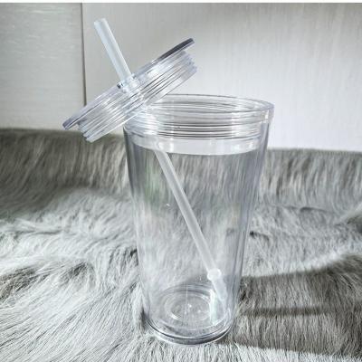 China 16oz/24oz Custom Pattern Clear Plastic Water Bottle with Lid and Straw Outdoor Style for sale