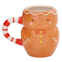 China Christmas Day Holiday Custom 300ml Funny Gingerbread Man Magic Cookie Holding Mug for sale