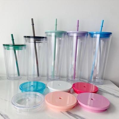 China Stocked 16oz 24oz Clear Plastic Water Bottle for Student Sports Cup Custom Color for sale