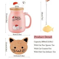 China Ceramic 380ml Cute Cat Coffee Mug with 3D Cat Design and Bamboo Lid for sale