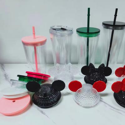 China 16oz 24oz Double Walled Plastic Water Bottle with Lid and Straw for Student Sports for sale