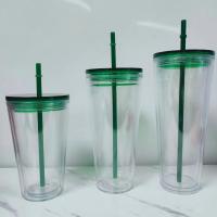 China 16oz 24oz Double Walled Plastic Water Bottle with Lid and Straw for Student Sports for sale
