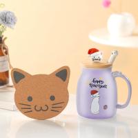 China 380ml Cute Purple Ceramic Coffee Cup Porcelain Christmas Mug with Kitty Lid and Spoon for sale