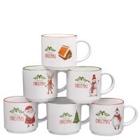 China Ceramic Christmas Coffee Mug Funky Design 14oz Capacity White Sustainable Gift for sale