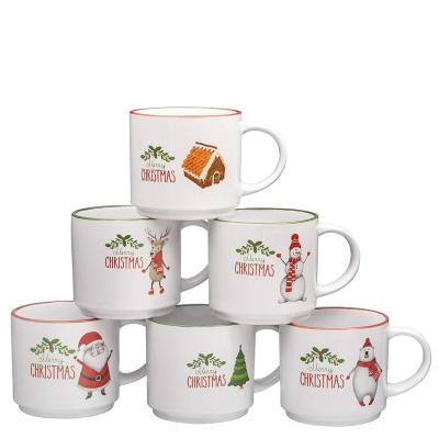 China Ceramic Christmas Coffee Mug Funky Design 14oz Capacity White Sustainable Gift for sale