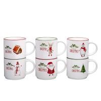 China 14oz Ceramic Coffee Milk Mug Porcelain White Christmas Cute Design Sustainable for sale