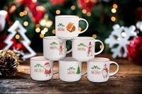 China 14oz Ceramic Coffee Milk Mug Porcelain White Christmas Cute Design Sustainable for sale