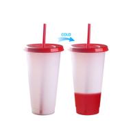 China BPA Free Plastic Coffee Cup 24oz Leakproof Cold Water Bottle with Lid and Straw for sale
