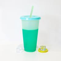 China BPA Free Plastic Coffee Cup 24oz Leakproof Cold Water Bottle with Lid and Straw for sale