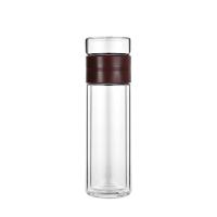 China Classical Style Sublimation Transparent Glass Water Bottle with Filter 300ml Capacity for sale