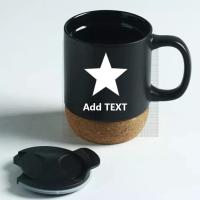 China 450ML Ceramic Christmas Mug With Lid Custom Logo Creative Cork Bottom Cup White Matte for sale