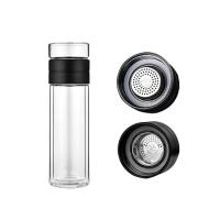 China Custom Logo Sublimation Clear Glass Tumbler 300ML Drink Glass Water Bottle with Filter for sale