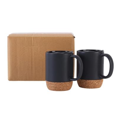 China Sublimation Wood Bottom Ceramic Coffee Mug 350ml Creative Bamboo Handle Custom Logo for sale